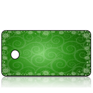 Create Design Holiday Key Tag Green Background with Snowflakes (Pack of ...